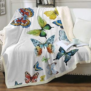 sleepwish butterfly throw blanket butterfly fleece blankets and throws for kids girls adults women vintage butterflies plush blankets soft fuzzy novelty sherpa blanket butterfly gifts (50 x 60 inch)