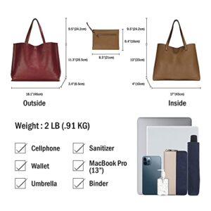 Scarleton Leather Tote Bag for Women, Womens Purses and Handbags, Reversible Tote Bags for Women, Purses for Women, H18422014, Red/Khaki