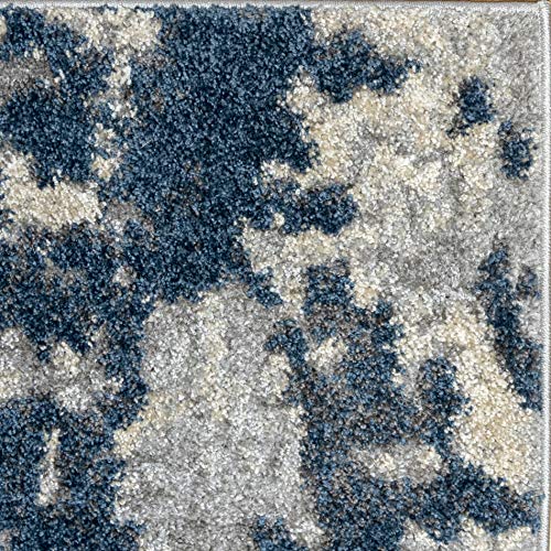 Gertmenian Area Rug 3 Piece Sets Non-Shedding Soft Modern Contemporary Carpet pc Living Room Dining Entryway Bedroom Runner Rugs Gift Set, 2x6 5x7 8x10 Large, Navy Blue Abstract, 81739