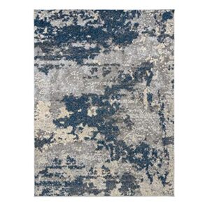 Gertmenian Area Rug 3 Piece Sets Non-Shedding Soft Modern Contemporary Carpet pc Living Room Dining Entryway Bedroom Runner Rugs Gift Set, 2x6 5x7 8x10 Large, Navy Blue Abstract, 81739