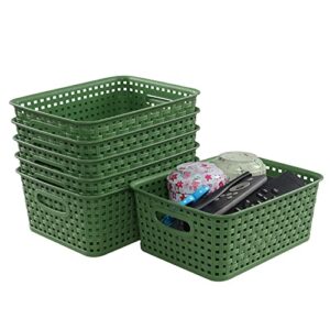 Fiazony Woven Plastic Storage Basket, 10.03" x 7.55" x 4.09", Set of 6