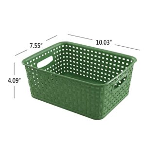 Fiazony Woven Plastic Storage Basket, 10.03" x 7.55" x 4.09", Set of 6