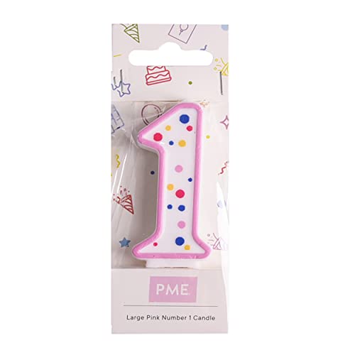 PME Pink Number 1 Candle, 2.5 inch