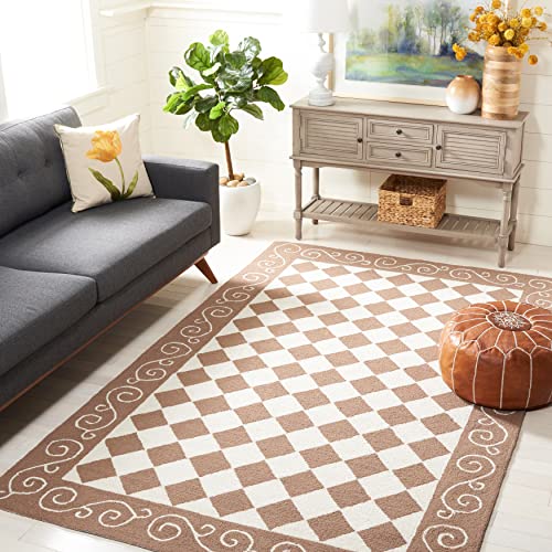 SAFAVIEH Chelsea Collection 7'9" x 9'9" Black/Ivory HK711A Hand-Hooked French Country Wool Area Rug