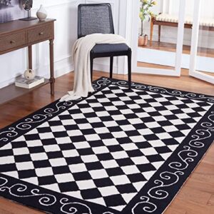 SAFAVIEH Chelsea Collection 7'9" x 9'9" Black/Ivory HK711A Hand-Hooked French Country Wool Area Rug