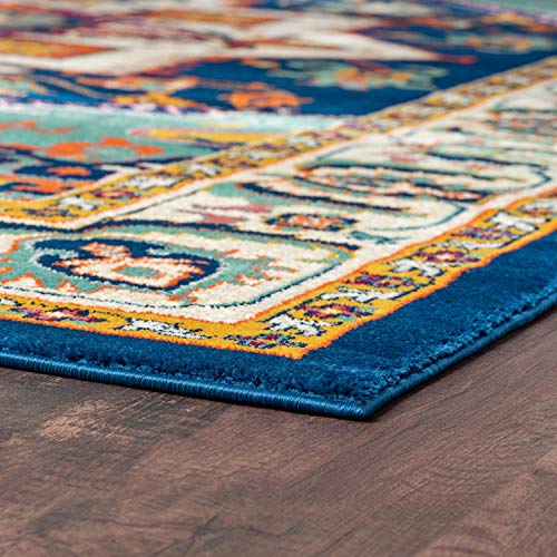 Gaya Aqua 2x3 Scatter Mat Area Rug for Hallway, Walkway, Entryway, or Foyer - Boho, Oriental