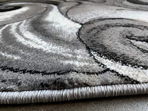 Sculpture Modern Runner Area Rug Turquoise Gray Black & Grey Contemporary Designr 410 (2 Feet X 7 Feet 1 Inch)