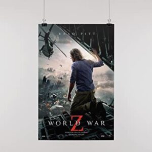 World War Z Poster American Action Horror Film Movie Zombie Apocalypse Aesthetic Retro Classic Classy Decoration Living Room Bedroom Home Office WWZ Poster Cool Wall Decor Art Print Poster 24x36