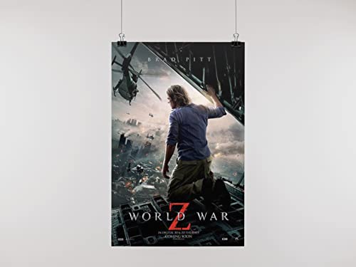 World War Z Poster American Action Horror Film Movie Zombie Apocalypse Aesthetic Retro Classic Classy Decoration Living Room Bedroom Home Office WWZ Poster Cool Wall Decor Art Print Poster 24x36