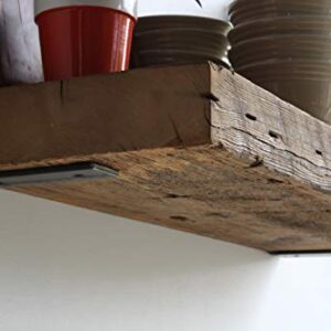 Urban Legacy Reclaimed Barn Wood Shelves | Amish Handcrafted in Lancaster, PA Rustic, Floating, Industrial, Brackets [ High Weight Capacity Set of 2 (Natural Low Profile Bracket, 36" x 11.5" x 3")