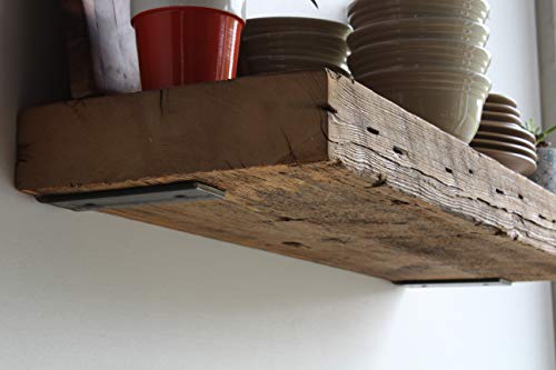 Urban Legacy Reclaimed Barn Wood Shelves | Amish Handcrafted in Lancaster, PA Rustic, Floating, Industrial, Brackets [ High Weight Capacity Set of 2 (Natural Low Profile Bracket, 36" x 11.5" x 3")