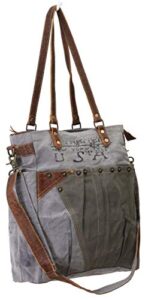 myra bags usa journey upcycled canvas shoulder bag s-0735, tan, khaki, brown, one_size