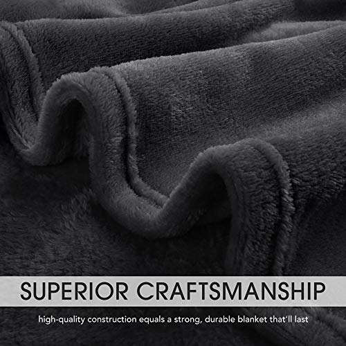 LotFancy Fleece Throw Blanket, Twin Size, 60”x80”, Flannel Plush Velvet Throw for Couch Bed Sofa Dorm Home, Comfy Microfiber Blanket, Lightweight Black