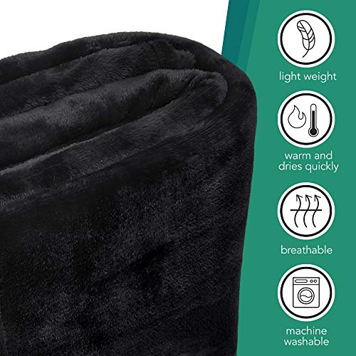 LotFancy Fleece Throw Blanket, Twin Size, 60”x80”, Flannel Plush Velvet Throw for Couch Bed Sofa Dorm Home, Comfy Microfiber Blanket, Lightweight Black