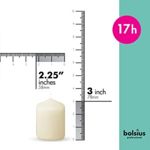 BOLSIUS Set of 12 Ivory Pillar Candles - 2.25-x3-inch Unscented Candle Set - Dripless Clean Burning Smokeless Dinner Candle - Perfect for Wedding Candles, Parties and Special Occasions