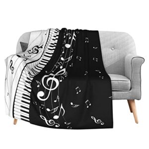 Delerain Piano Keys Music Note Soft Throw Blanket 40"x50" Lightweight Flannel Fleece Blanket for Couch Bed Sofa Travelling Camping for Kids Adults