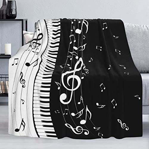 Delerain Piano Keys Music Note Soft Throw Blanket 40"x50" Lightweight Flannel Fleece Blanket for Couch Bed Sofa Travelling Camping for Kids Adults