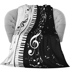 Delerain Piano Keys Music Note Soft Throw Blanket 40"x50" Lightweight Flannel Fleece Blanket for Couch Bed Sofa Travelling Camping for Kids Adults