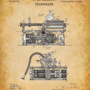 Original Thomas Edison Patent Prints - Set of Four Photos (8x10) Unframed - Makes a Great Home or Office Decor and Gift Under $20 for Inventors