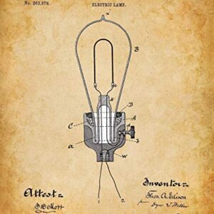 Original Thomas Edison Patent Prints - Set of Four Photos (8x10) Unframed - Makes a Great Home or Office Decor and Gift Under $20 for Inventors