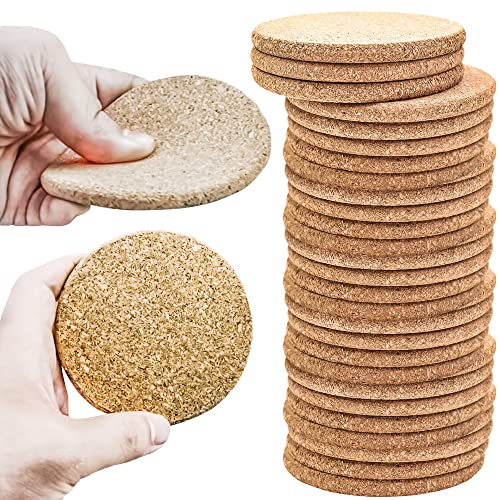 MotBach 20 Pack Extra Thick Natural Cork Drink Coasters,1/4" Thick Reusable Cork Coaster,All Drinks for Family,Office, Bar,Simple Shape, Versatile,Used for DIY