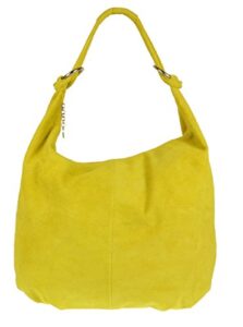 girly handbags hobo italian suede genuine leather shoulder bag yellow