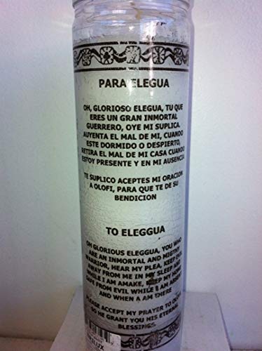 Elegua Eleggua 7 Day Unscented 1 Color White Candle in Glass