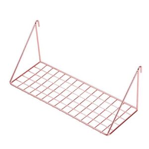 gridymen straight flat display shelf for wall grid panel, wire hanging organizer rack bin storage mountable, 11.8″ width x 4.3″ depth, rose gold