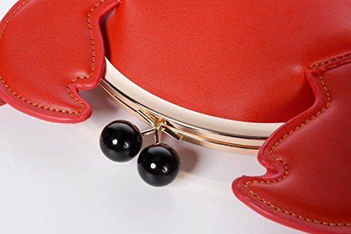 QZUnique Crab Shape Handbag Novelty Crossbody Bag Animal Shaped Purse Detachable Shoulder Bag Women's Satchel Red