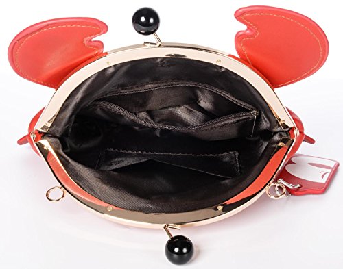 QZUnique Crab Shape Handbag Novelty Crossbody Bag Animal Shaped Purse Detachable Shoulder Bag Women's Satchel Red