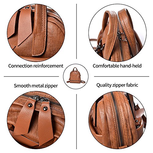 Alovhad Women Pu Leather Backpack Purse Fashion Dayapack Large Casual Travel Shoulder Bag (Brown)