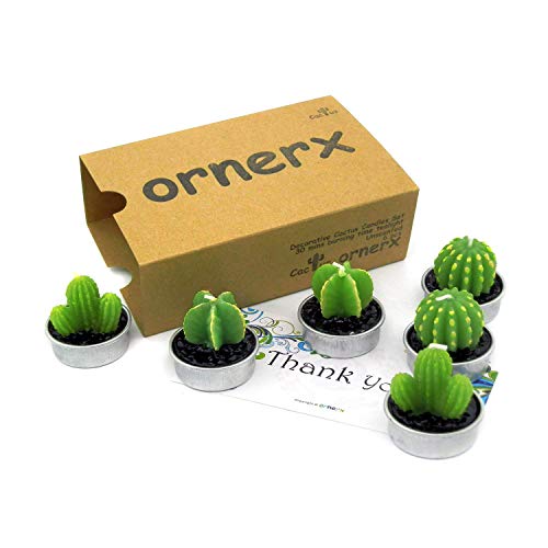 Ornerx Cute Cactus TeaLights 6 PCS Succulent Decorative Candles