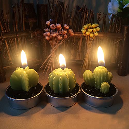 Ornerx Cute Cactus TeaLights 6 PCS Succulent Decorative Candles