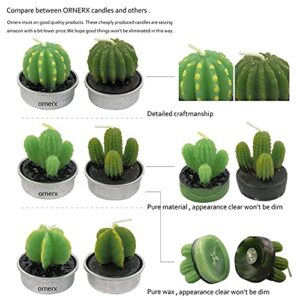 Ornerx Cute Cactus TeaLights 6 PCS Succulent Decorative Candles