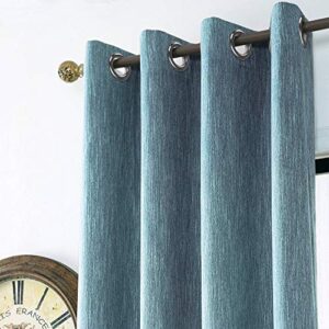 Melodieux Elegant Cotton Blackout Thermal Insulated Grommet Top Curtains/Drapes for Bedroom, 100 by 84 Inch, Navy