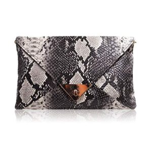 hylong women’s fashion retro snake skin envelope bag clutch purse evening bag