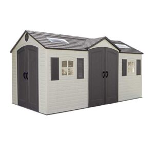 lifetime 60079 outdoor storage dual entry shed, 15 x 8 ft, desert sand