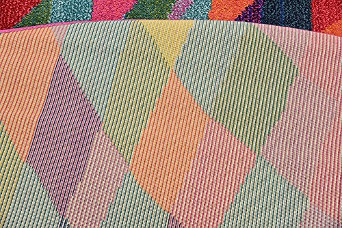 Unique Loom Estrella Collection Geometric, Abstract, Colorful, Modern, Eclectic Area Rug, 8 ft x 8 ft, Multi/Pink