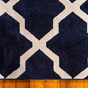 Unique Loom Trellis Collection Modern Morroccan Inspired with Lattice Design Area Rug, 5 x 8 ft, Navy Blue/Beige