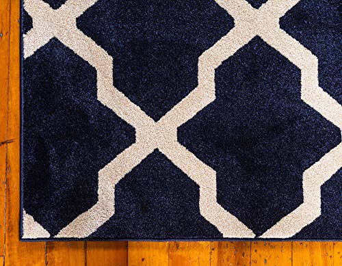 Unique Loom Trellis Collection Modern Morroccan Inspired with Lattice Design Area Rug, 5 x 8 ft, Navy Blue/Beige