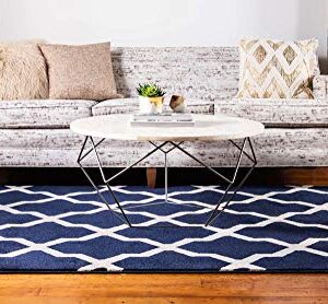 Unique Loom Trellis Collection Modern Morroccan Inspired with Lattice Design Area Rug, 5 x 8 ft, Navy Blue/Beige