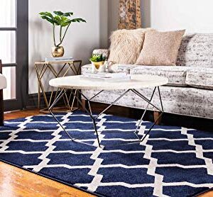 Unique Loom Trellis Collection Modern Morroccan Inspired with Lattice Design Area Rug, 5 x 8 ft, Navy Blue/Beige