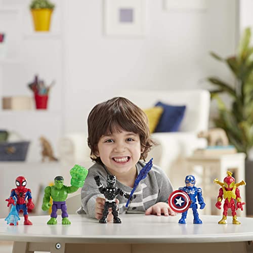 Marvel Super Hero Adventures 5-Inch Action Figure 5-Pack, Includes Captain America, Spider-Man, 5 Accessories (Amazon Exclusive)