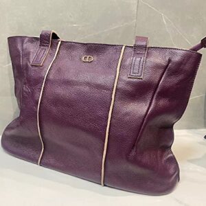 CHERRY CHICK Women's Genuine Cow Skin Tote Bag Large Capacity Soft Handbag Stylish Casual Shoulder Bag Christmas Gift for Mom (Deep Plum-9316)