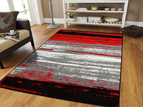 Large Grey Modern Rugs for Living Room 8x10 Abstract Area Rugs Rugs for Office and Kitchen Clearance Red Black Ivory Cheap Rug Sets, Large 8x11 Rug