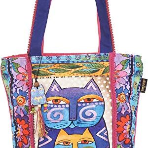 Laurel Burch Stacked Felines Shoulder Tote Handbag One Size Pink/purple multi