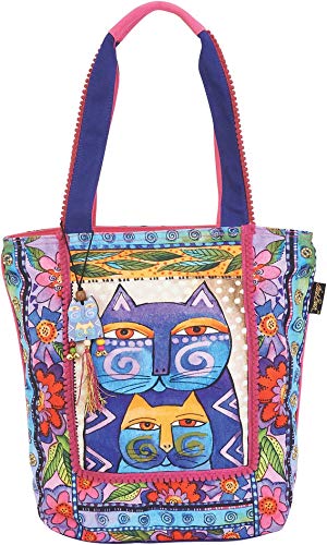 Laurel Burch Stacked Felines Shoulder Tote Handbag One Size Pink/purple multi