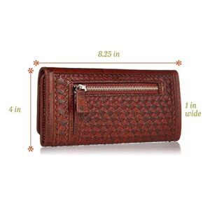 Mauzari Sydney Genuine Leather Women's Wallet — Tooled Floral Design