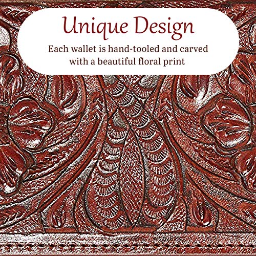 Mauzari Sydney Genuine Leather Women's Wallet — Tooled Floral Design