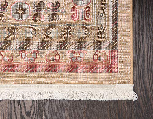 Unique Loom Fars Collection Modern Classic Tribal Inspired Design with Border Area Rug, Rectangular 9' 0" x 12' 0", Tan/Light Blue